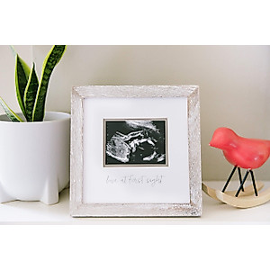 Pearhead Love at First Sight Rustic Sonogram Photo Frame, Baby Keepsake Picture Frame, Gender-Neutral Nursery Décor, Ultrasound Or Sonogram Photo, 4" x 3" Photo Insert, Farmhouse Rustic