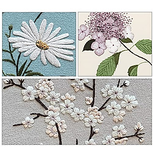 Silentsea 3 Sets of Starter Kits for Embroidery Beginners, Including 3* Embroidery Cloth with Patterns, Hoop, Needle, Manual and Other Manual DIY Tools Needed for Embroidery