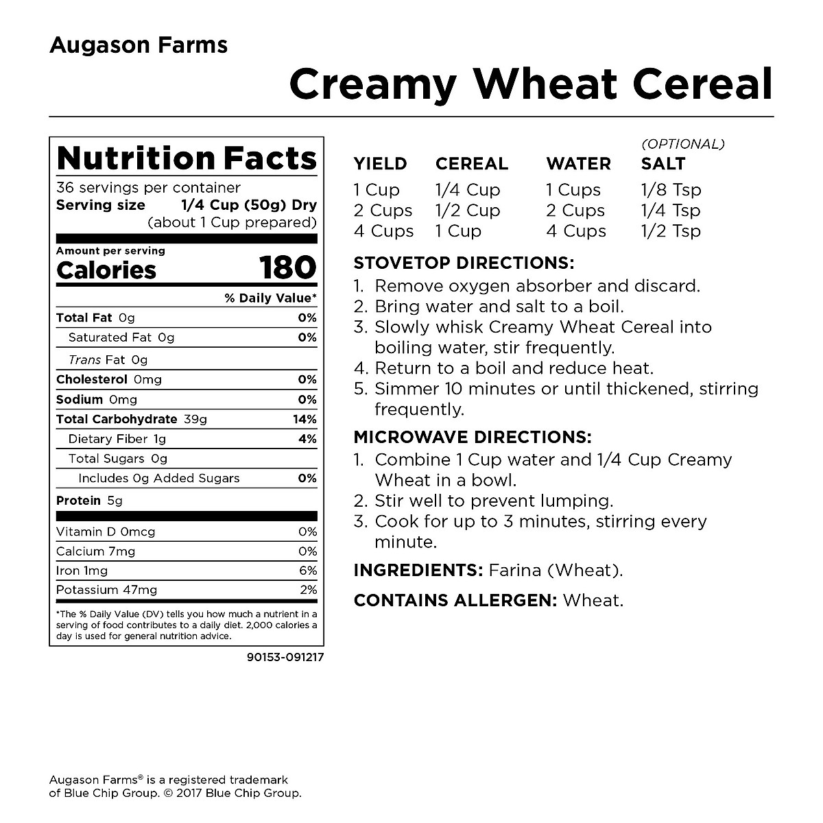 Augason Farms Creamy White Cereal - 63 Ounce (Pack of 1)