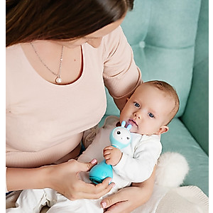 alilo Bunny Smart Baby Rattle Toys Teether Light-Up Rattles Music Stories Lullabies All-in-one - Encourage Developmental Milestones 0-24 Months for Babies Infants Newborns (Smarty Bunny, Blue)