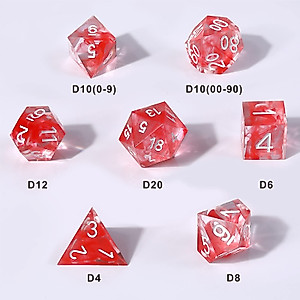 DAKAFUL DND Game Dice-Set Sharp Edges - Dungeons and Dragons Polyhedral Red Dice Set for D＆D RPG MTG Table Games D4 D6 D8 D10 D12 D20