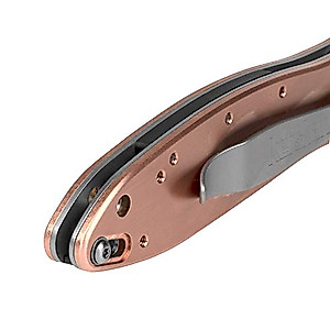Kershaw Leek Copper Pocketknife EDC, 3" CPM 154 Steel Blade, Copper Handle, Dual Lock System, assisted opening Knife