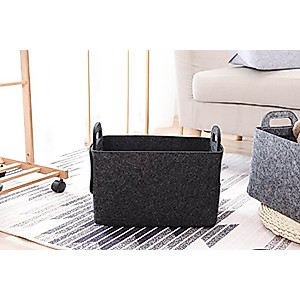 Storage Basket Felt Storage Bin Collapsible & Convenient Box Organizer with Carry Handles for Office Bedroom Closet Babies Nursery Toys DVD Laundry Organizing