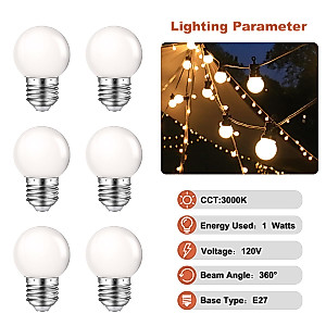 MZyoyo LED Night Light Bulb,E26 E27 G45 G14 Base 1W Night Light LED Edison Bulb,Soft White 3000K,Not Dimmable LED Globe Bulb,for Ceiling Fan,Night Light,Chandelier,Vanity Light Bulb AC120V 6 Pack