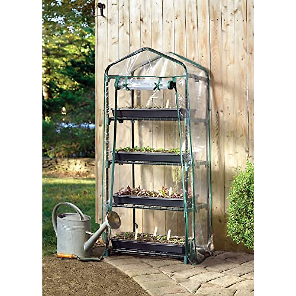 Miracle-Gro 23" x 17" x 57" All-Season 4-Tier Mini Grow House Outdoor or Backyard Easy Assembly Portable Greenhouse, Translucent