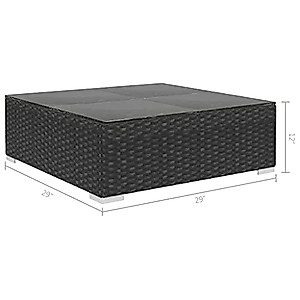 vidaXL 8 Piece Garden Lounge Set with Cushions Poly Rattan Black