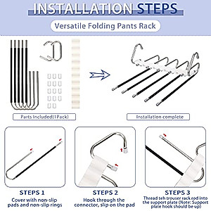 Pants Hangers Space Saving, 2 Pack Non-Slip Pants Rack Hanger Organizer for Closet, Stainless Steel Multiple Layers Multifunctional Pants Organizer for Clothes, Pants, Jeans, Scarf, Trousers