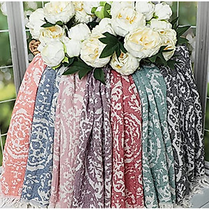 Fe&Ze Turkish Hand Towels with Hanging Loop, 22 x 36 in, 100% Cotton Kitchen Towels Decorative Set of 2, Coral Orange Towels for Bathroom