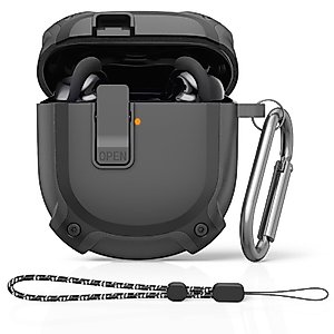 Secure Lock Bose QuietComfort Earbuds II Case(2022)&Bose QuietComfort Ultra Case(2023),WOFRO Full-Body Shockproof Protective Bose Earbuds 2 Case Cover Hard Accessories with Carabiner&Lanyard (Black)