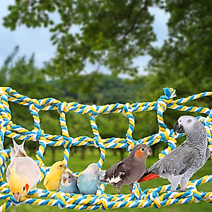 Junkin 3 Pcs Bird Rope Net Rat Climbing Rope Net Pet Hamster Chinchilla Ferret Activity for Small Animal Habitat Decor and Play