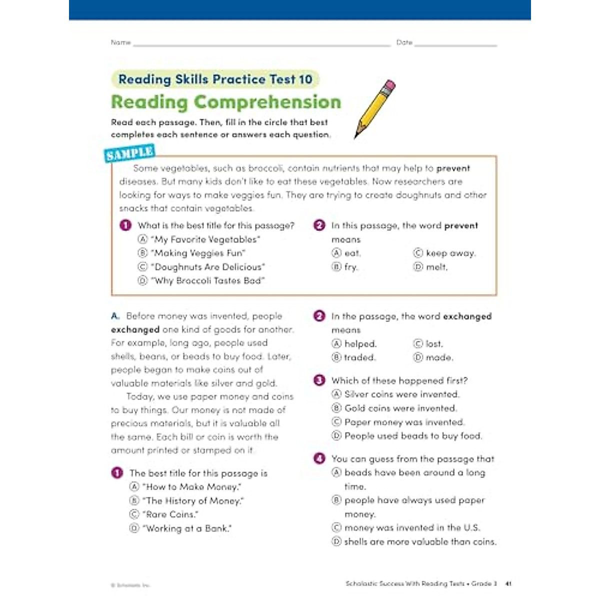 Scholastic Success with Reading Tests Grade 3 Workbook
