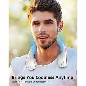 Koonie Neck Fan Rechargeable 5 Speeds, Portable Personal Fan, Hands Free Bladeless Fan, Battery Operated Wearable Fan Adjustable, Screen Design, 4-12 Hours, Cooling Fan For Travel, Outdoor, Indoor
