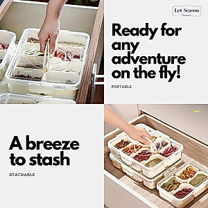 Divided Serving Tray with Lid & Handle - Portable Snackle Box Charcuterie Container for Snack Platters - 8 Compartments Snack Boxes for Candy, Fruits, Nuts - Perfect for Party, Entertaining