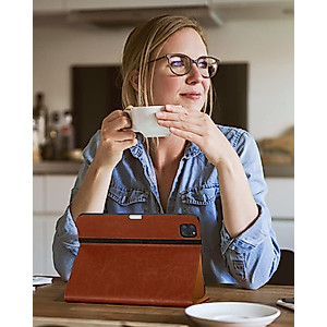 DTTO Case for iPad Pro 11 Inch 4th / 3rd / 2nd / 1st Generation 2022/2021/2020/2018,Premium PU Leather Folio Stand Cover with Hand Strap, Auto Wake/Sleep,Multiple Viewing Angles, Brown