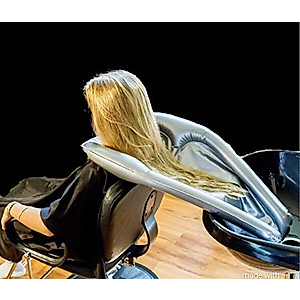 Inflatable Hair Washing Funnel for Shampooing Hair in Any Chair and Basin. Portable Tray Device to Use at Home, in Salon, Nursing Home or Hospital Cape to Help Keep Clothes Dry Pump Included!