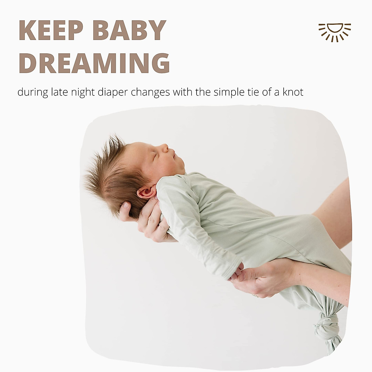 Wallaby Kids Extra Tall Knotted Baby Gown, Super Soft Viscose from Bamboo Newborn Sleeper for Baby Girl and Boy (Seafoam, 0-3 months)