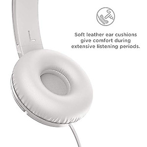 TCL Mtro200 On-Ear Wired Headphones Super Light Weight Headphones with 32mm Drivers for Huge Bass and Built-In Mic – Ash White