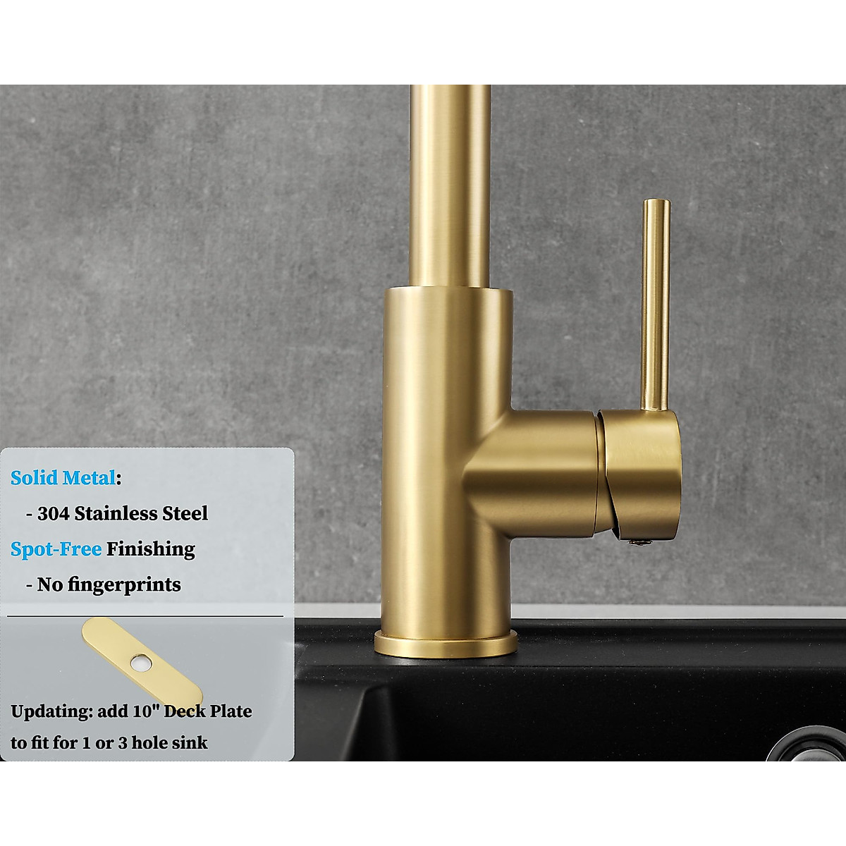 Havin Gold Kitchen Faucet with Pull Down Magnetic Sprayer, High Arc Stainless Steel Material, with cUPC Ceramic Cartridge,Fit for 1 and 3 Holes Kitchen Sink