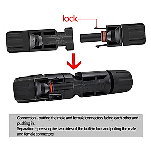 WERCHTAY 40 PCS M-C-4 Solar Panel Cable Connector with Spanners IP67 Waterproof 20 Pairs Solar Connectors Male/Female 1000V 30A (14AWG~10AWG)
