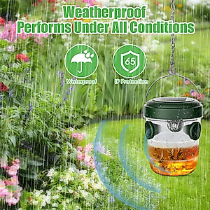 X-PEST Wasp Traps Outdoor Hanging 4 Packs,Solar Powered Bee Traps for Outside Bee Catcher Yellow Jacket Trap, Hornet Trap Carpenter Bee Trap Flying Insect Trap Outdoor