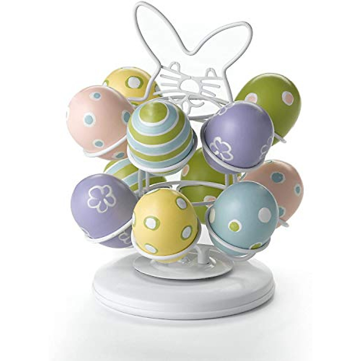 Nifty Easter Egg Carousel - White Powder Coat Finish, Spins 360-Degrees, Kitchen Centerpiece Display Stand, Decorative Egg Holder, Lazy Susan Platform
