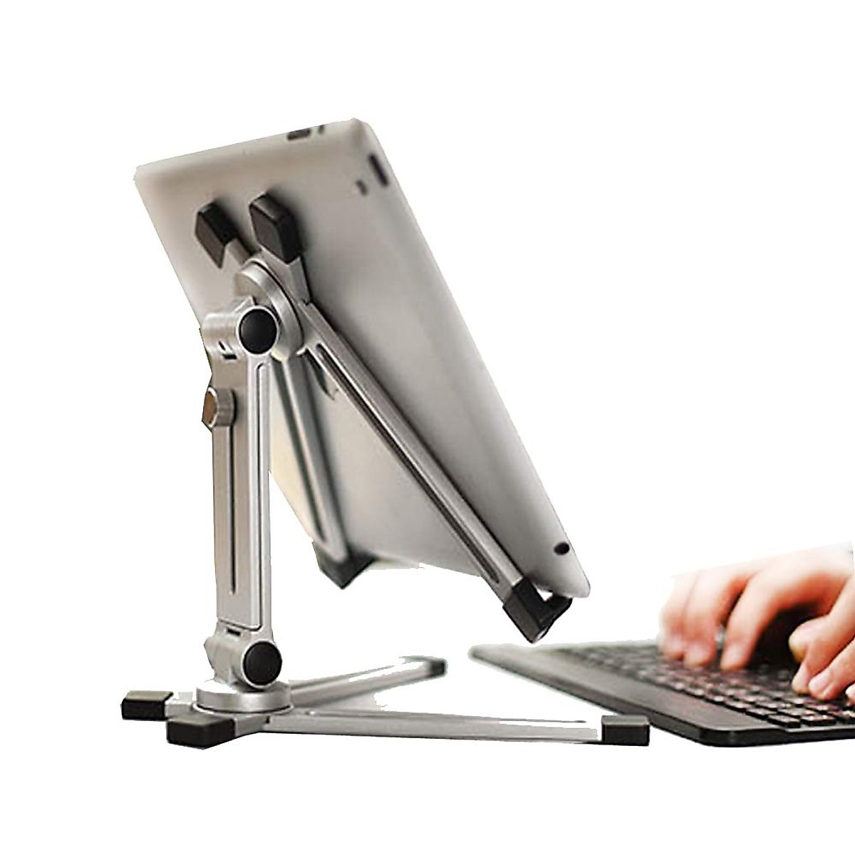 FUZADEL Portable Fold-Up Travel Stand Aluminum, Universal Tablet Stand Holder Foldable Multi-Angle Adjustable Stand for Tablet/Phone/Notebook/Tablet Holder for Surface Notebook Monitor Stand