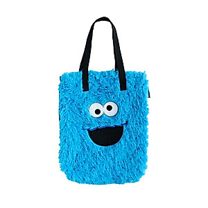 Grupo Erik Sesame Street Book Bag Cookie Monster Cotton Tote Bag | Cotton Shopping Bag | 13.8 x 15.8 x 2.2 inches - 35 x 40 x 5.5 cm | Gift Bag | Cute Tote Bag | Sesame Street Toys