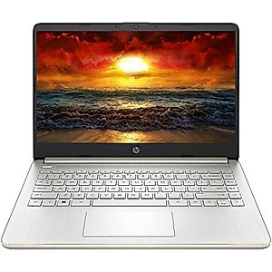 2022 HP Premium 14-inch HD Thin and Light Laptop, Intel Dual-Core Processor, 16GB RAM, 64GB Storage, Long Battery Life, Webcam, Bluetooth, HDMI, Wi-Fi, Pale Gold, Windows 10 (Renewed)