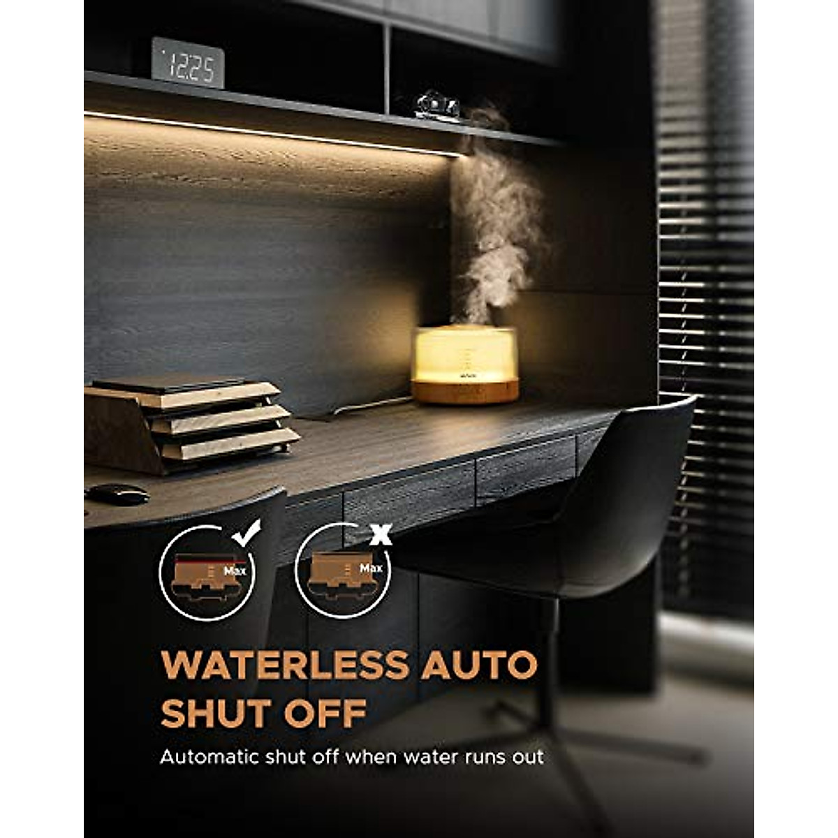 muson Essential Oil Diffuser Sound Machine Combo Diffuser for Aromatherapy Fragrant Oil Cool Mist Humidifier with Natural Sound Music & Warm Night Light, Auto Shutoff, White