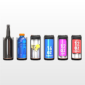 Asobu Multi Can Cooler Insulated Sleeve fits for Slim and Standard 12 Oz and 16 Oz Hard Seltzer, Soda, Beer or Energy Drinks and all standard size Beer Bottles (Glitter Black)