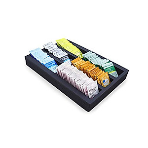 Polar Whale 2 Tea Bag Storage Deluxe Organizers Tray Drawer Bin Insert for Kitchen Home Office Condiments Packets Waterproof Washable Black Foam 6 Compartment 12.6 X 17.9 Inches