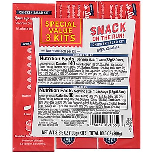 Bumble Bee Snack on the Run Chicken Salad with Crackers Kit, Ready to Eat, Spoon Included - Shelf Stable & Convenient Protein Snack, 3.5 Ounce (Pack of 3)