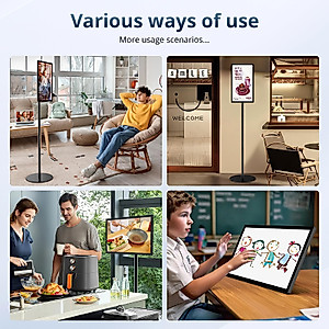 YIXZSWD 15.6" Digital Signage Displays&Interactive Kiosks,LCD 10 Points Capacitive Touch Screen Advertising Displays with Adjustable Floor Stand and Screen Mirroring Function, Android 11 OS, 4+64GB