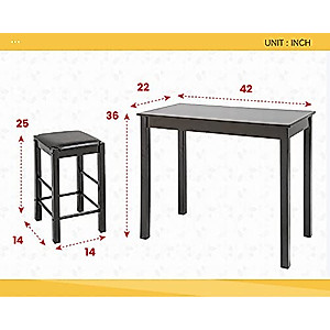 Dining Room Table Set for Small Spaces Furniture Set for Kitchen, Bar,Solid Wood Counter-Height Set Include 2 stools Kitchen Table Dining Table Set Bistro Table Set bar Table and Chairs Set