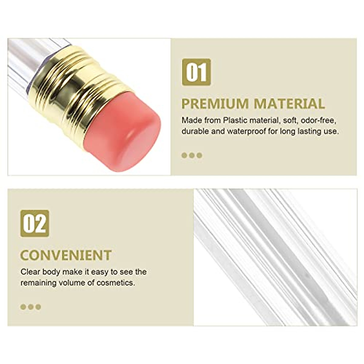 BEOSOFLOY 12pcs Clear Pencil Lip Gloss Tubes 5ml Mini Reusable Clear Empty Lip Gloss Containers Tube with Wand Mini Lip Gloss Tube for Girls DIY Lip Samples