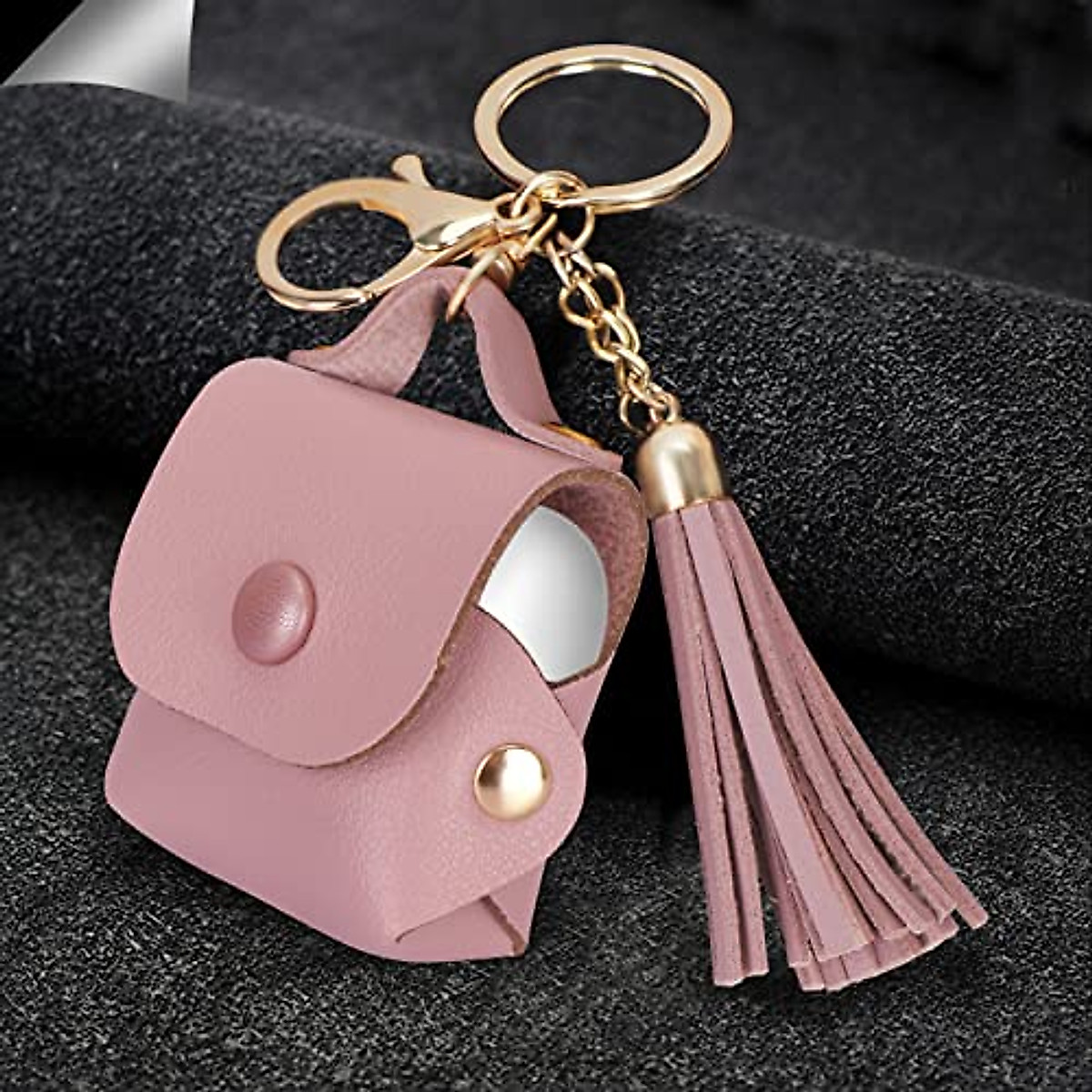 Simpolor Designed for Airpods Case (1st and 2nd Generation), Premium PU Leather AirPods Case Cover with Tassels and Metal Buckles, Compatible with Wireless Charging Cute Airpod Pouch Case, Pink