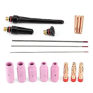 Fydun Welding Torch Accessories Kit, Ceramic Nozzle,17Pcs Welding Nozzle TIG Welder Contact Tip with Tungsten Wire for Torch 17/18/26