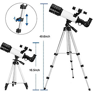Telescope, 70mm Aperture 400mm AZ Mount Astronomical Refracting Telescope for Adults Kids Beginners - Travel Telescope with Backpack, 2X Barlow Lens, Phone Adapter