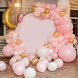 Macaron Pink Balloon Metallic Gold Balloon Ivory White Balloon 133Pcs-Balloon Arch Garland Kit for Baby Shower,Wine Party,Fiesta,Birthday,Wedding,Christmas,Reception and Engagement