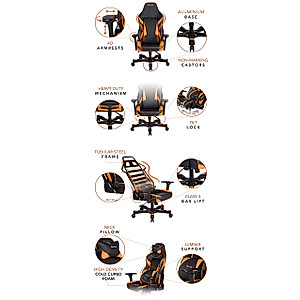 Clutch Chairz - Ergonomic Gaming Chair, Video Game Chairs, Office Chair, High Chair and Lumbar Pillow for Computer Desk - Black - Shift Series