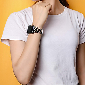 Laffav Compatible with Apple Watch Band 41mm 40mm 38mm iWatch Series 9 & Ultra 2 & SE & Ultra & Series 8/7/6/5/4/3/2/1 for Women Men, Classic Leopard, S/M