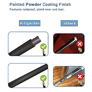 Artigarden 108 inch Outdoor Shepherd Hook with 5 Prong Base (1 Pack), Adjustable Heavy Duty Garden Hanging Stake for Bird Feeder Solar Light Plant Hanger Wedding Decor, Matte Black