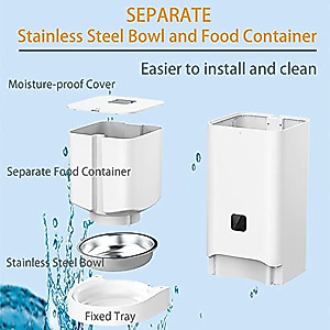 AIDANLS Automatic Cat Feeders, 6L Pet Dry Food Dispenser with Stainless Steel Bowl & Clog-Free Design, Up to 50 Portions 1- 6 Meals Per Day & 10s Voice Recorder, Timed Pet Feeder for Cats and Dogs