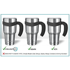 CHILLOUT LIFE Handle for YETI Cup 30 oz - Ozark Trail 30 oz Tumblers, Comfortable Replacement Handle for 30 oz YETI Tumbler & More (Black Handle Only)