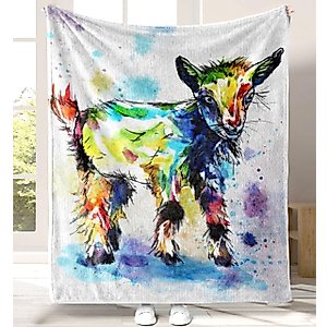 Carwayii Goat Blanket Goat Gifts for Girls Boys Kids Cute Blanket Throw Blanket Colorful Couch Sofa Blanket Flannel Goat Stuffed Animals Blanket for Goat Lover Birthday Gifts - 40''x50''