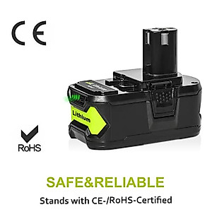 MANUFER 2Pack 6.5Ah 18V P108 Lithium-ion Battery Replacement for Ryobi 18v Lithium-ion Battery P108 P105 P102 P103 P107 P109 P104 Suit Replacement for Ryobi 18-Volt Battery