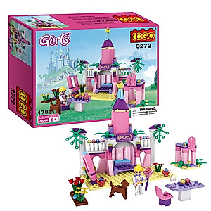 Dream Girls Building Blocks Toys King Prince Princess Pink Palace and Castle Building Sets for Boys and Girls Preschool Educational Toys 178 Pcs 3272