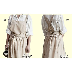 Achsoo Waterproof Women Florist Apron Gardening Coffee Shops Kitchen Apron for Cooking Baking Cleaning Restaurant Stylish Design Apron with Pockets (Blue-A)