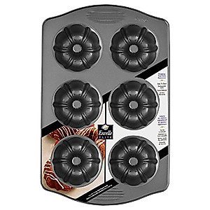 Wilton Excelle Elite Non-Stick 6-Cavity Mini Fluted Tube Baking Pan