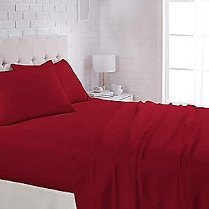 Soft Bed in Bag 1000 Series Egyptian Cotton 7 Piece 500 GSM Warm Comforter Set ( Comforter + Flat Sheet + Fitted Sheet 16" Deep + 4 Pillow Cases ) Bedding Set Oversized King Burgundy